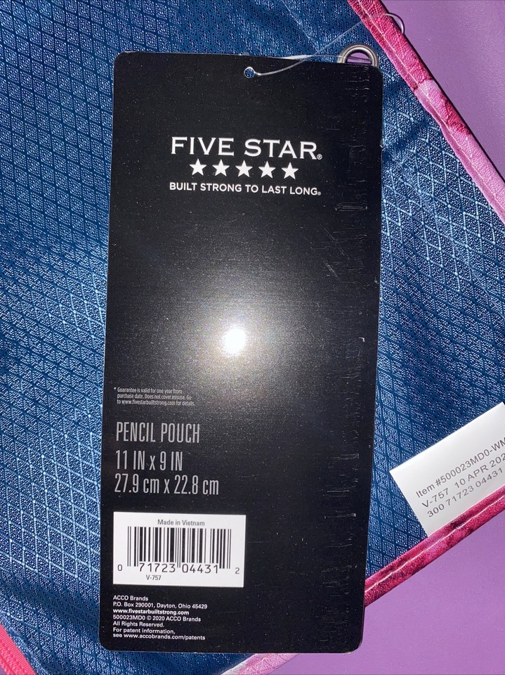 Mead Five Star Durashield Triple Zipper Pencil Pouch 3 Ring ...