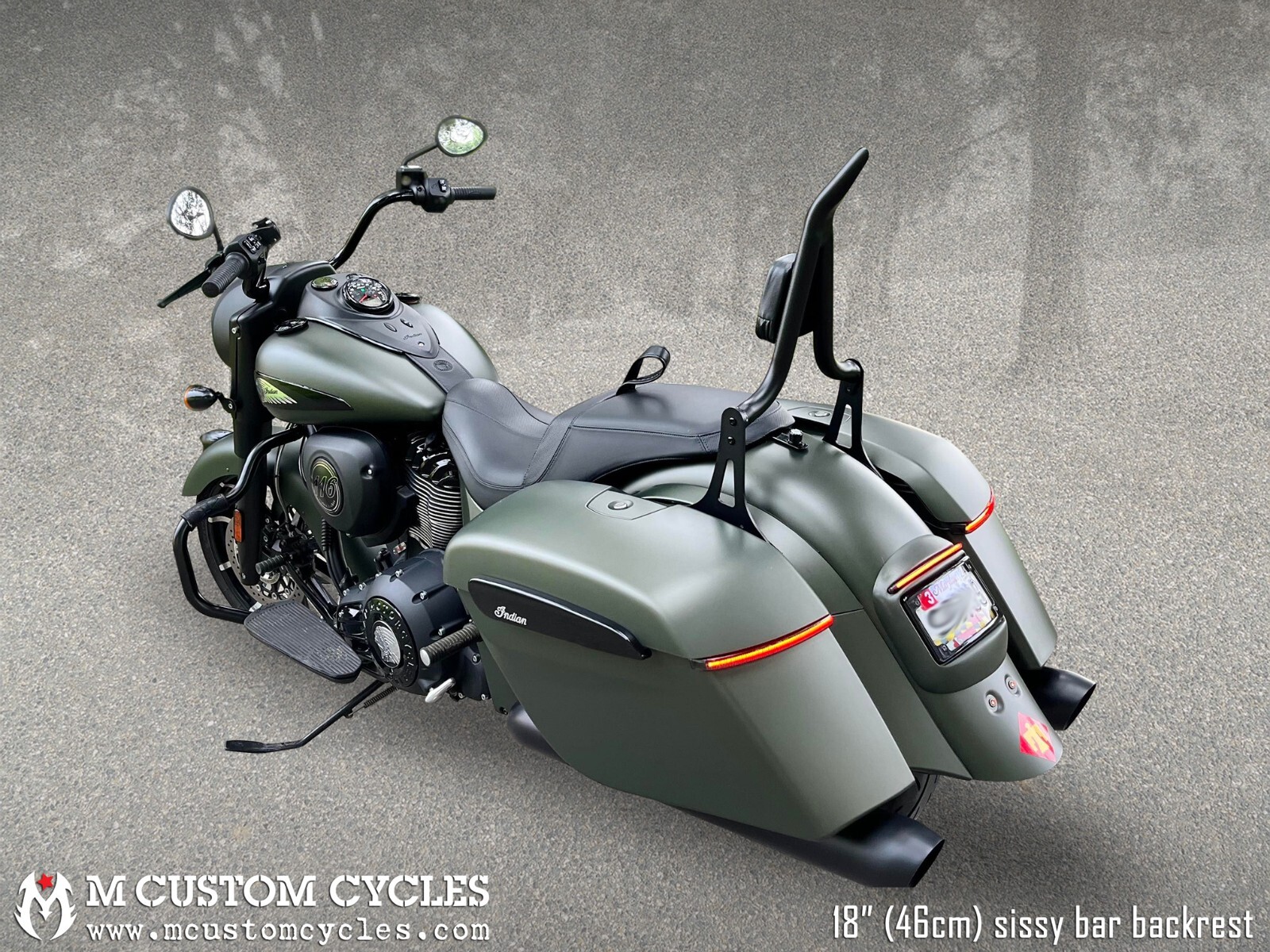 18" Sissy Bar Passenger Backrest for Indian Springfield, Indian Chief ...