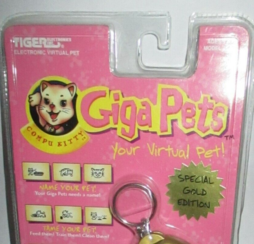 VINTAGE 1997 TIGER , GIGA PETS COMPU KITTY, VIRTUAL PET, SPEC. GOLD ED ...