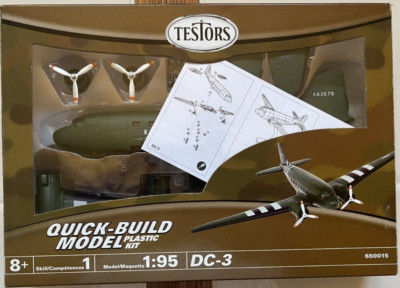 U.S. Army DC-3 Plane Model -Testors -Quick Build kit 650015 -1:95 scale ...