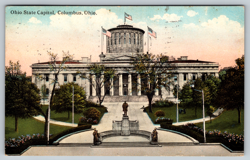 Ohio State Capitol Columbus Courtyard Statue Monument c1920s Vintage ...