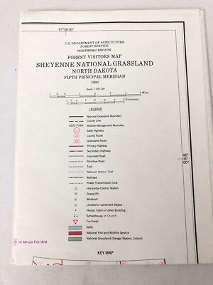 Map Sheyenne National Grassland North Dakota Visitors Map 1990 USDA | eBay