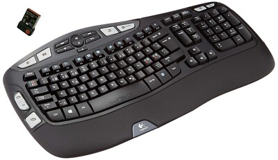 Logitech K350 Wave Ergonomic Keyboard with Unifying Receiver Wireless ...