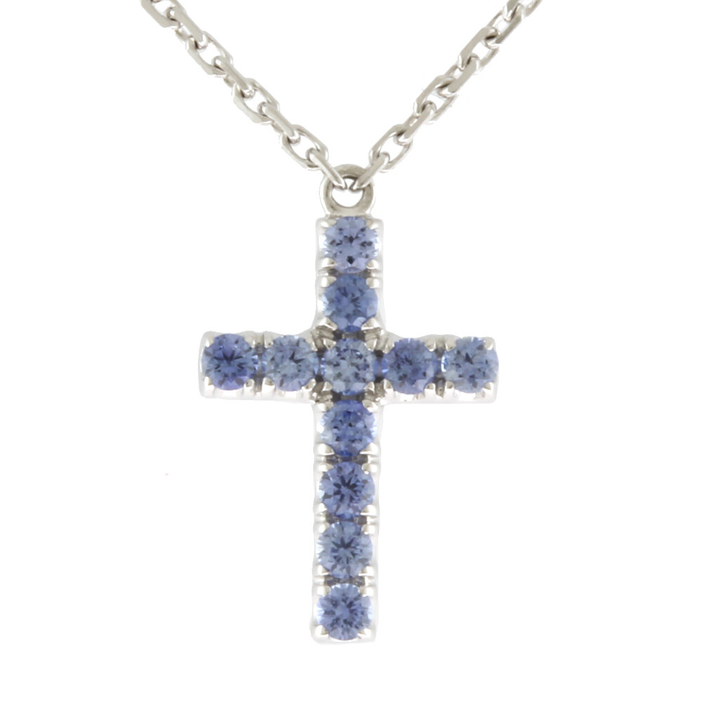Cartier Symbol Cross Necklace 18K Sapphire Ladies Used - Gem