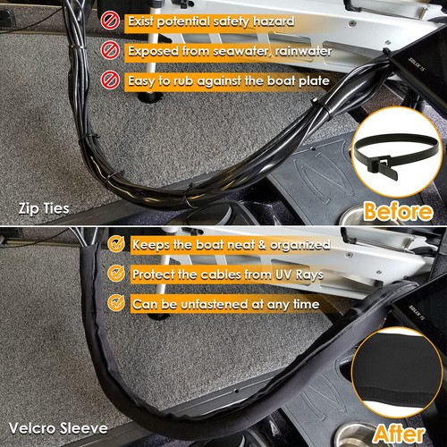 Elastic Trolling Motor Sleeve Organizer Marine Boat Wire Cable ...