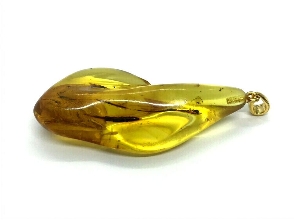 Amber Pendant 6 Insects Fossil Insect Inclusion Silver 925 Gold Plated ...