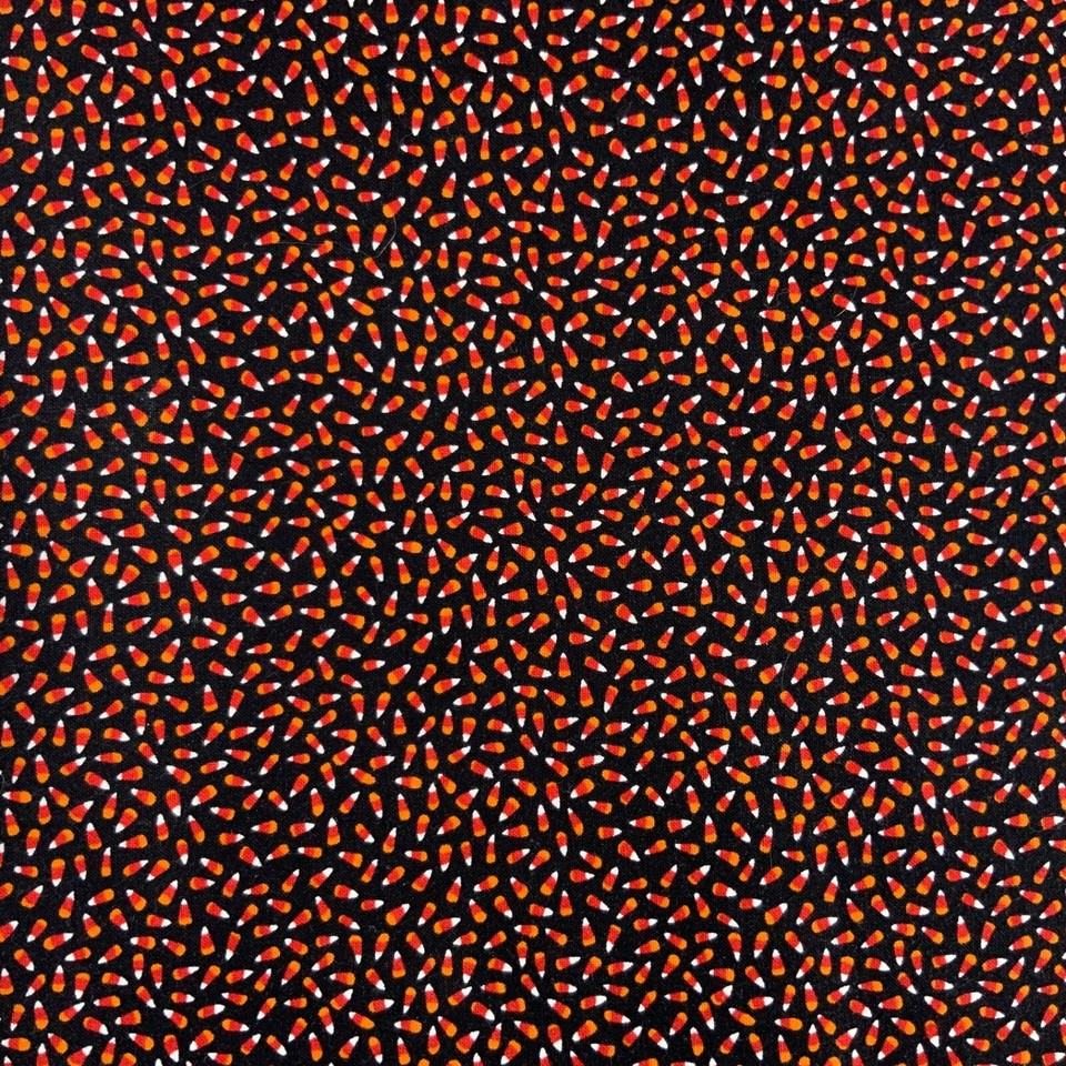 Halloween Candy Corn Fabric Cotton Tiny Print Orange Red Black 2 7/8 ...