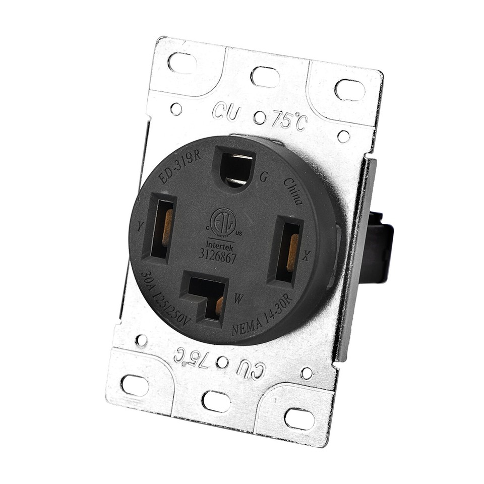 30 Amp Dryer Receptacle, Outlet for Electric Dryers, 125/250V Power ...
