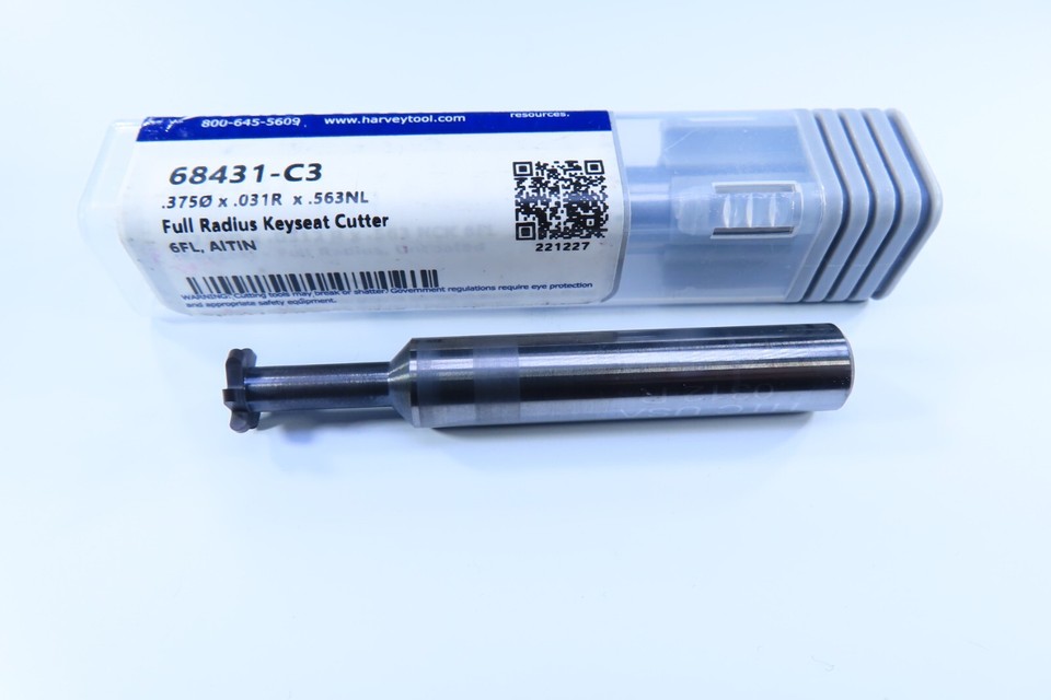 NEW 3/8" HARVEY TOOL 68431-C3 KEYSEAT CUTTER FULL RADIUS SOLID CARBIDE ...