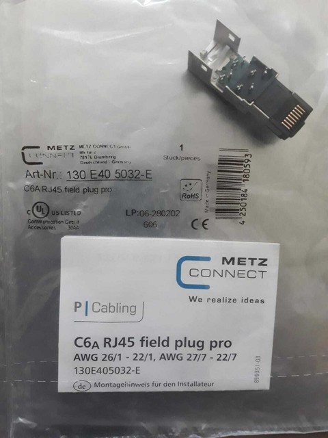 Metz Connect C6a Rj45 Field Plug Pro Ethernet 130e405032-e for sale ...