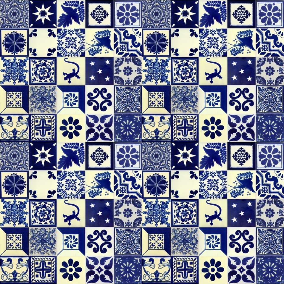 BLUE & WHITE Mexican Tile Handmade Talavera Backsplash Handpainted ...