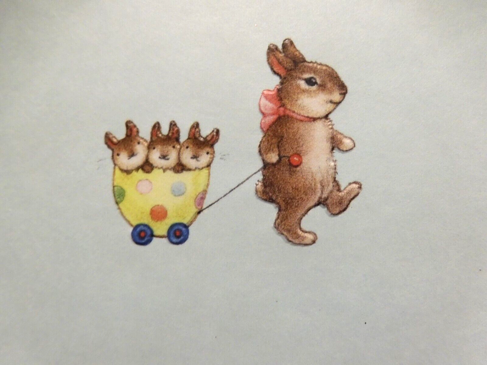 2 Recycled Greeting Cards Easter Bunnie Rabbits Happy Spring Happy ...