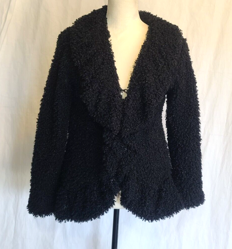 Anthropologie Sioni Black Fuzzy Soft Blazer Jacket Small Long Sleeve | eBay