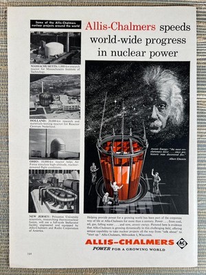 Allis-Chalmers Nuclear Power Atomic Energy Albert Einstein 1960 Vintage ...