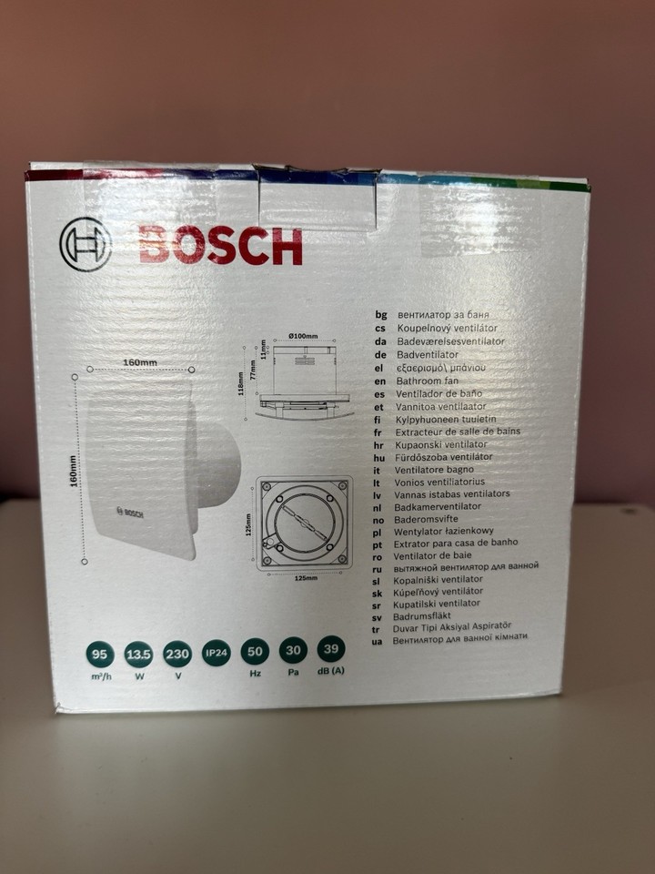 Bosch Bathroom Extractor Fan 1500 DH W 100 mm - For Ventilation in ...