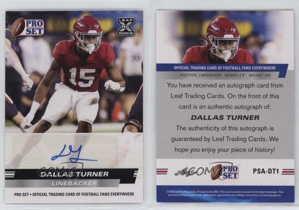 2022 Leaf Pro Set Draft Auto Dallas Turner #PSA-DT1 Auto 1eh5 | eBay UK
