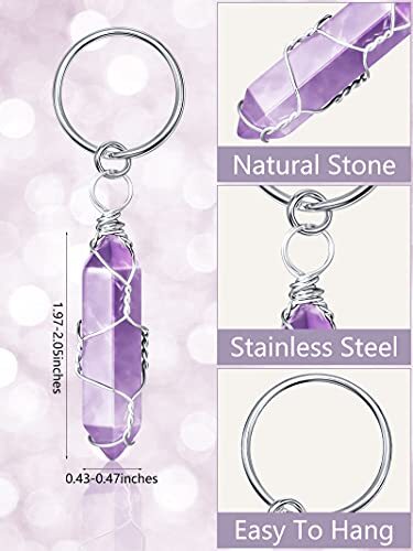 5 Pieces Crystals Stone Keychain Healing Stones Jewelry Hexagonal ...