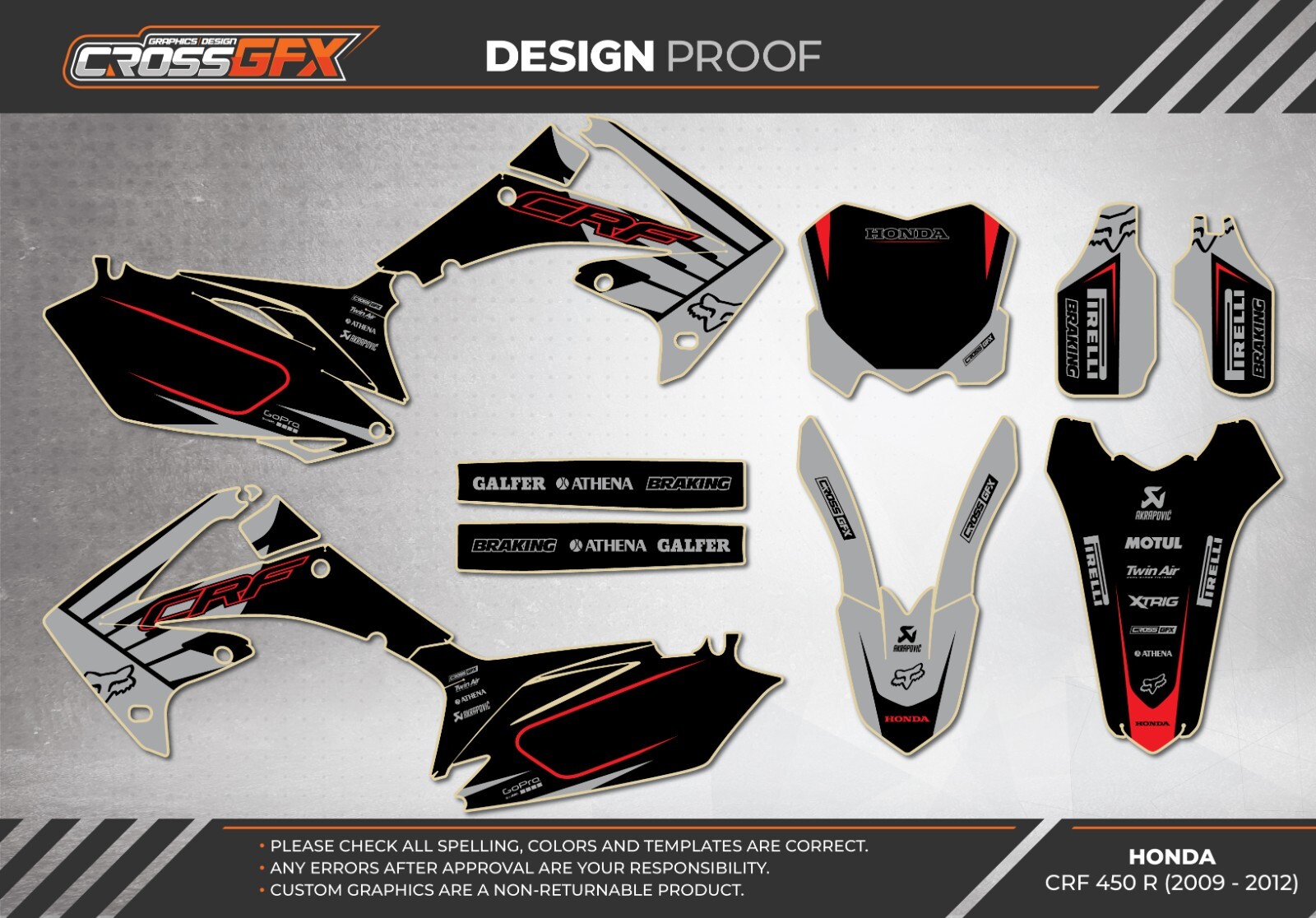 2009 2010 2011 2012 CRF 450R Graphics Kit For Honda CRF450R 450 R ...