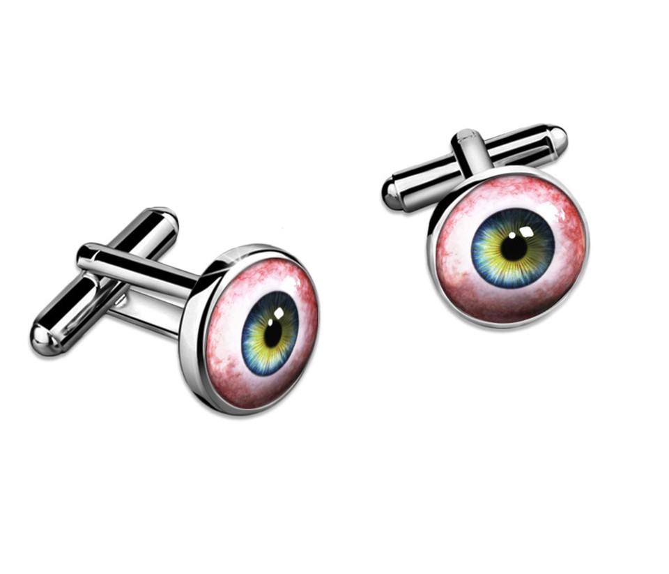 Human Eye Cufflinks - Taxidermy Fantasy Eyeball Silver Cufflink Set w ...