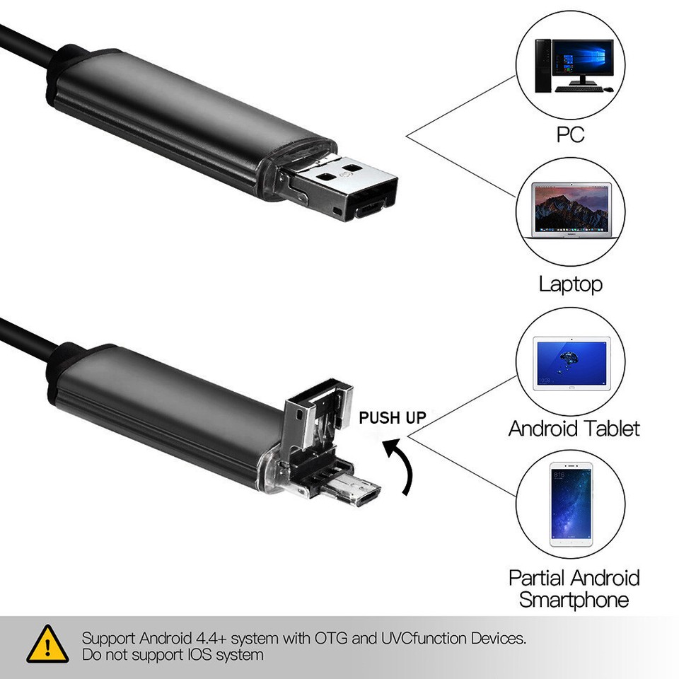 Endoscope 7MM 5M HD USB Android PC 2in1 Car Inspection Camera Scope Waterproof | eBay