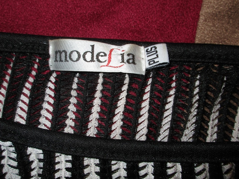 WOMEN'S MODELIA STRETCH PLUS BLACK AND WHITE SHEER TOP PLUS SIZE* | eBay