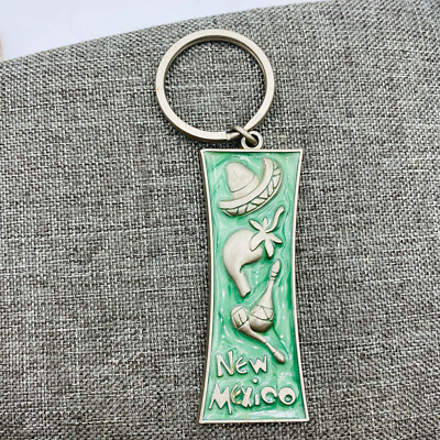 New Mexico Sombrero Green Silver Keychain Key Ring | eBay