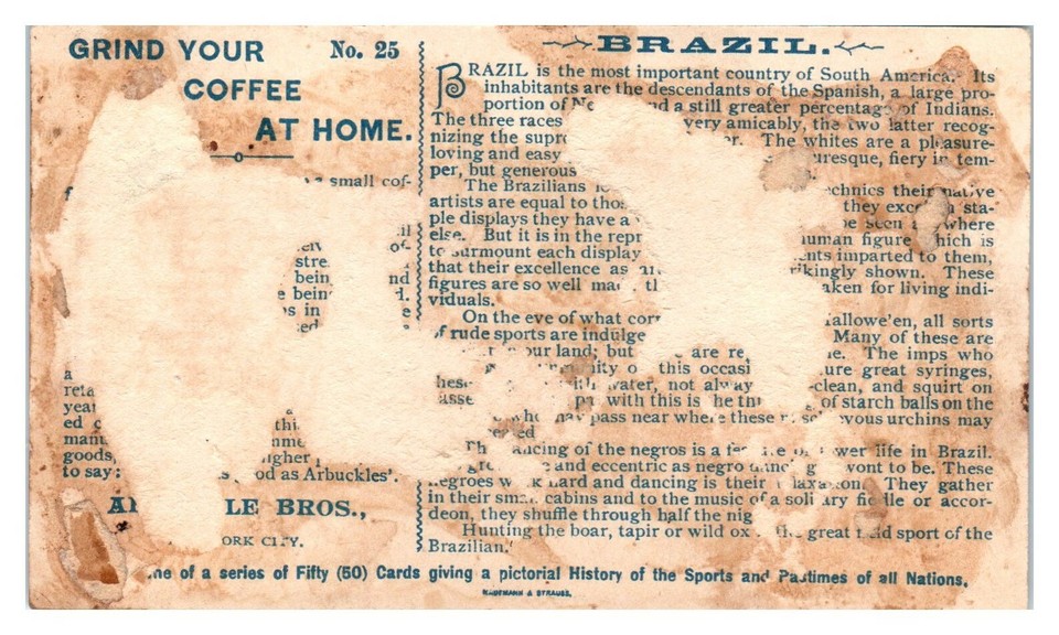 1893 Brazil, Arbuckle Bros. Coffee Victorian Trade Card | eBay
