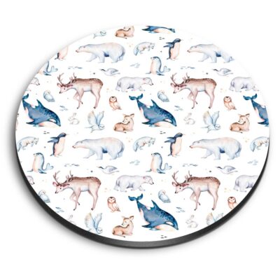 1x Round Fridge MDF Magnet Cute Wild Animals Arctic Polar Bear #52791 ...