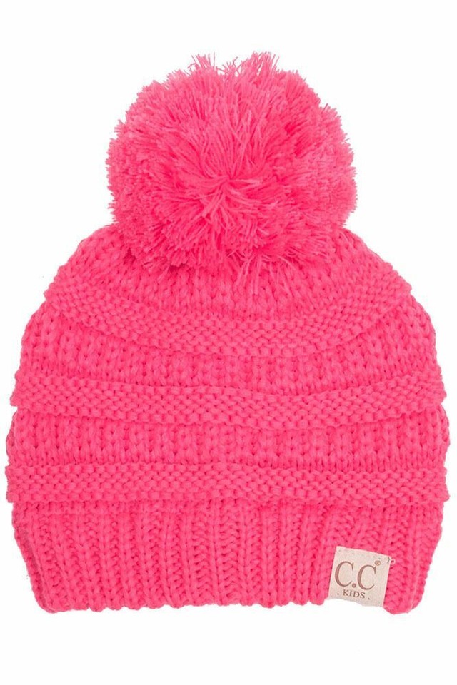 C.C Kids 2-6 years Children Girls Boys Knit Winter Beanie Hat with Pom ...