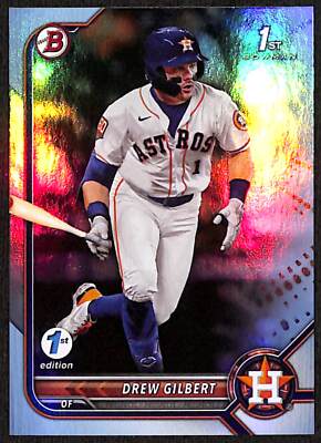 2022 Bowman Draft 1st Edition DREW GILBERT 1st Sky Blue Foil Astros ...
