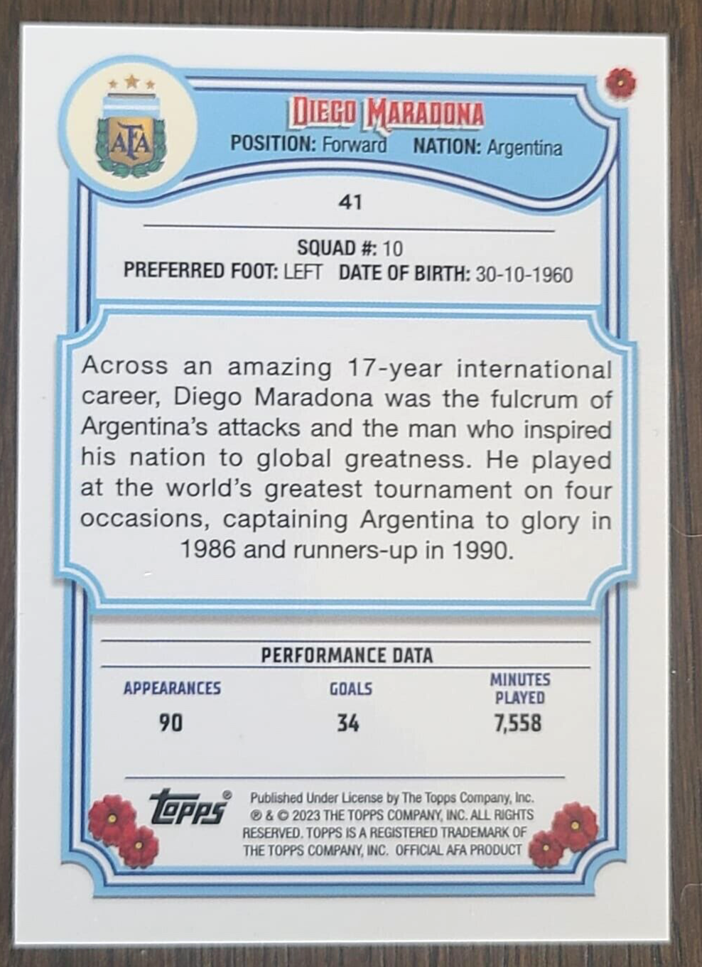 2022-23 Topps Fileteado soccer Argentina Diego Maradona | eBay