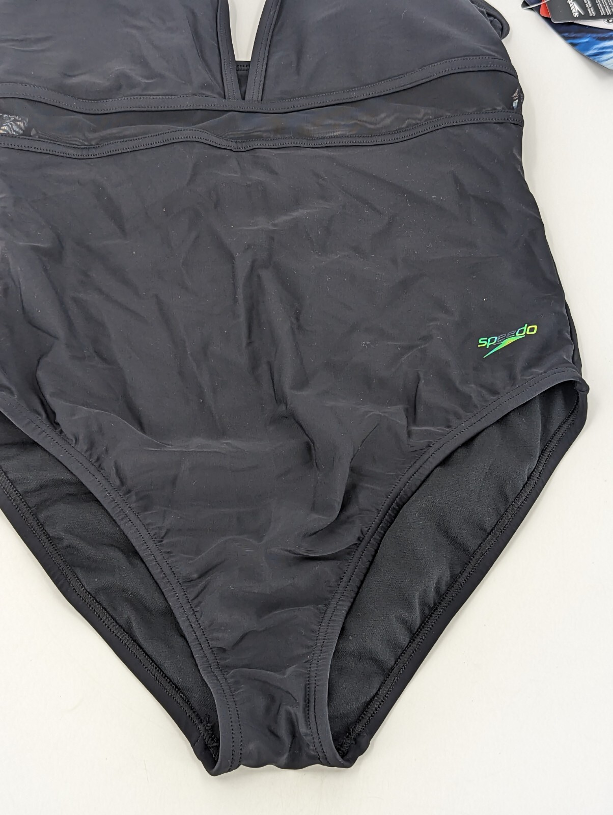 Speedo Women's Black Removable Cups Anthrasite One Piece Swimsuit Size ...