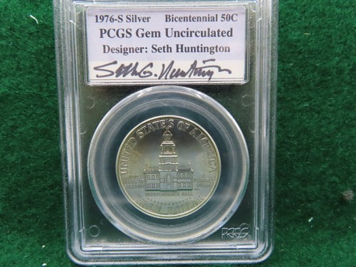 1976 S PCGS Gem Uncirculated Bicentennial 50C Seth Huntington Signature ...