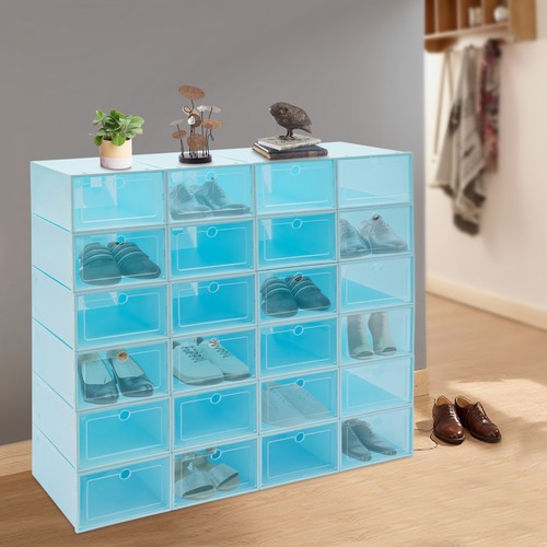24x Stackable Shoe Boxes Shoe Storage Box & Flip Lid Shoe Storage ...