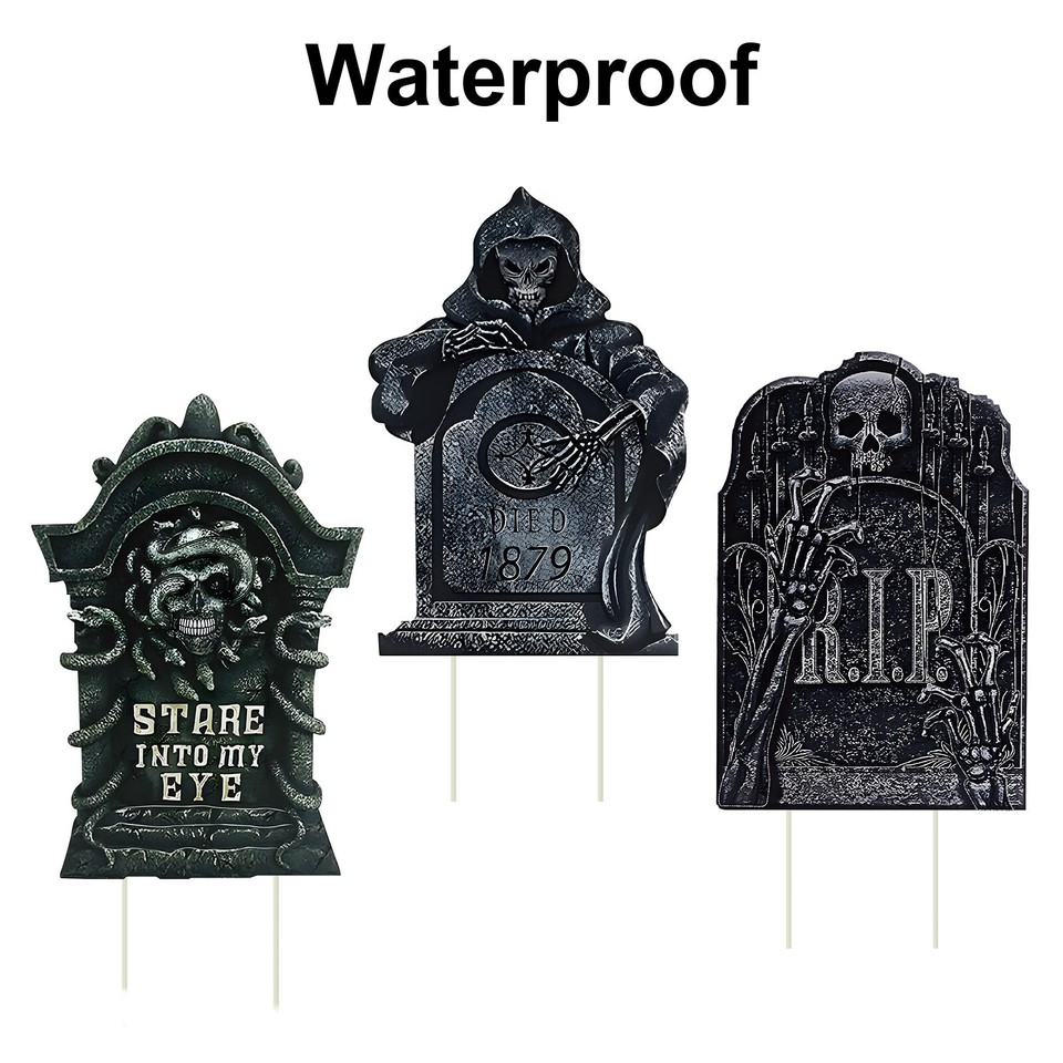 Halloween Graveyard Headstone Yard Signs Tombstone Decorations With ...