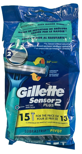 Gillette Sensor2 Plus Pivoting Head Men's Disposable Razors 15 per pack ...
