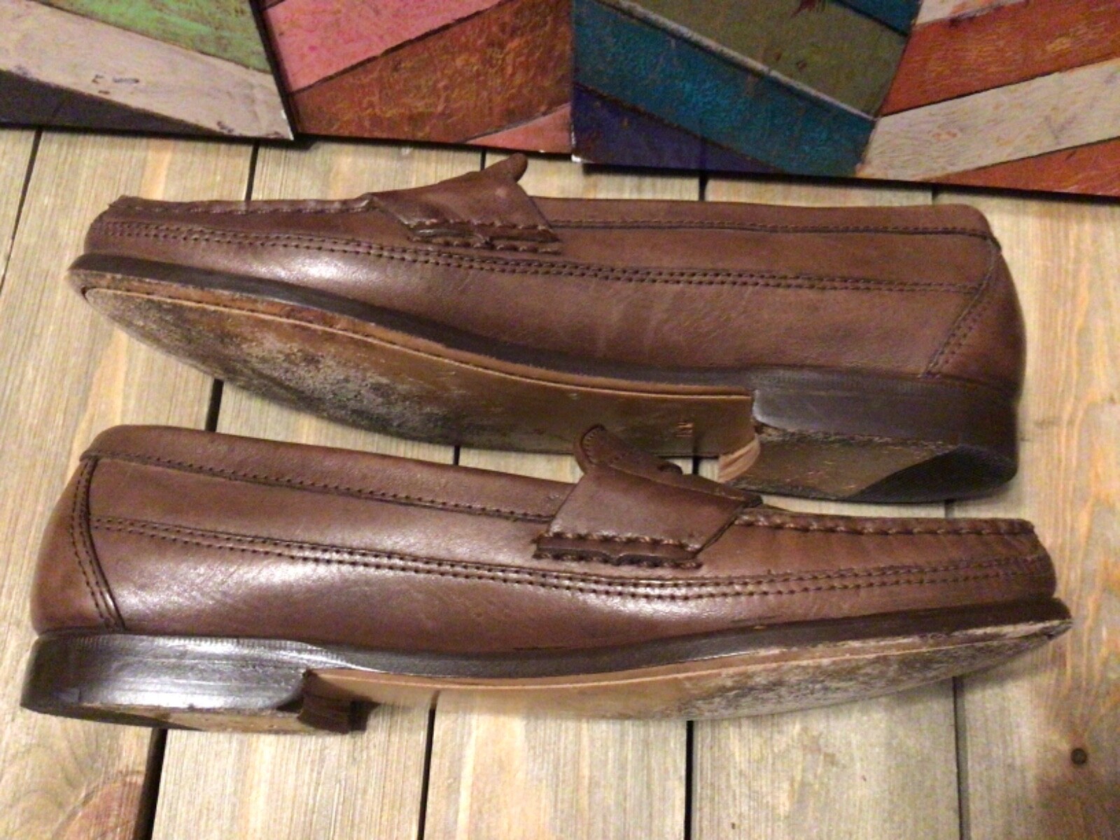 GENERRA COLLECTION Brown Leather Loafers Slip Ons Men… - Gem