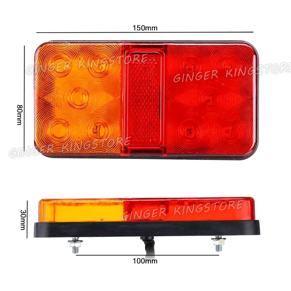 2X10 LED Tail Lights Trailer Ute Caravan Truck Stop Indicator rear LAMP ...