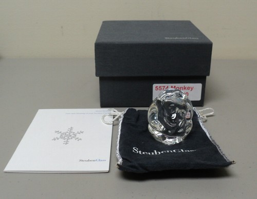 STEUBEN CRYSTAL LTD. EDITION "MONKEY" FIGURAL HAND COOLER, SIGNED, NEW ...