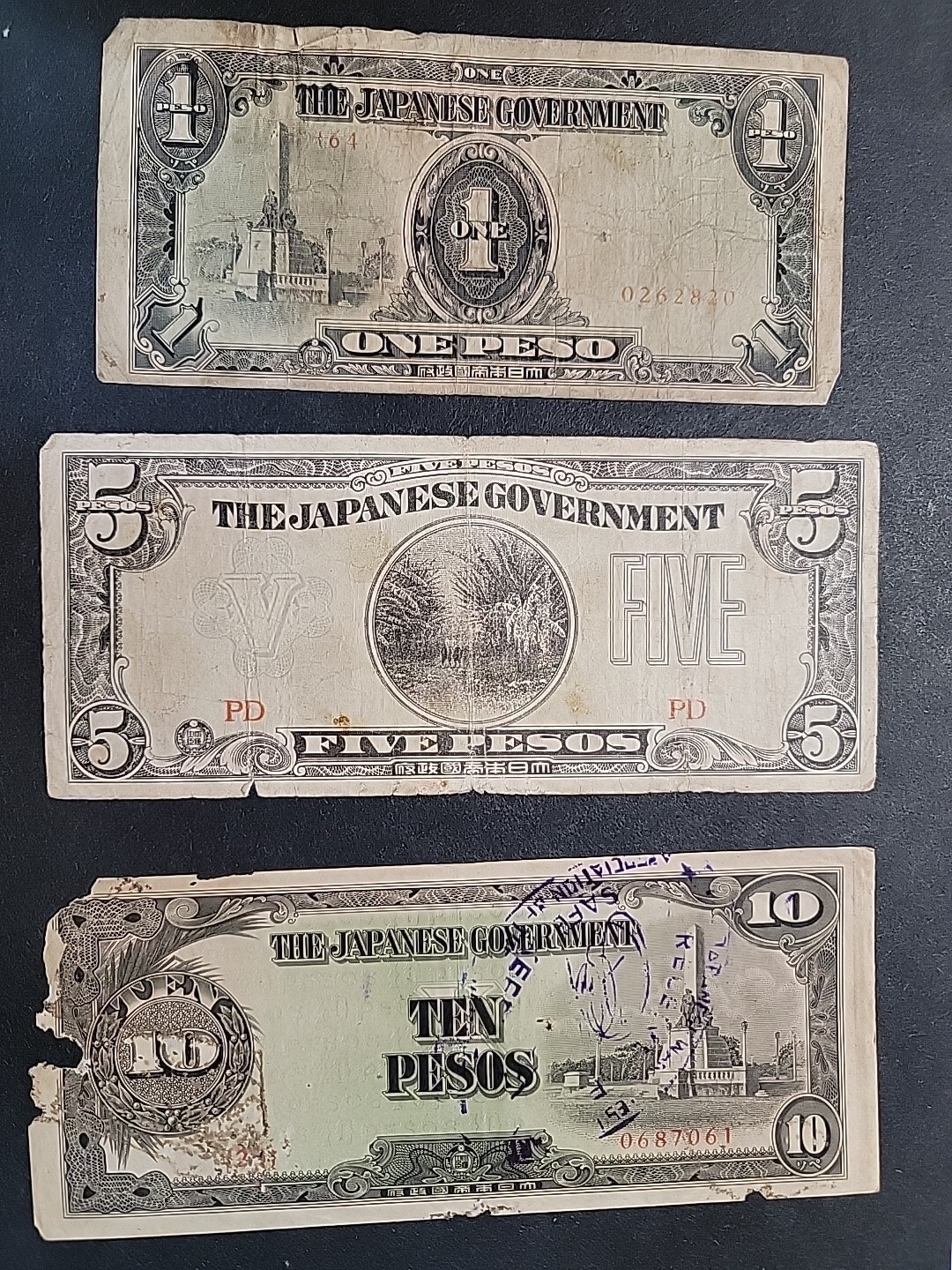 Circulated WW2 / WWII Japanese Government Currency 1 , 5 and 10 peso (LL269) | eBay