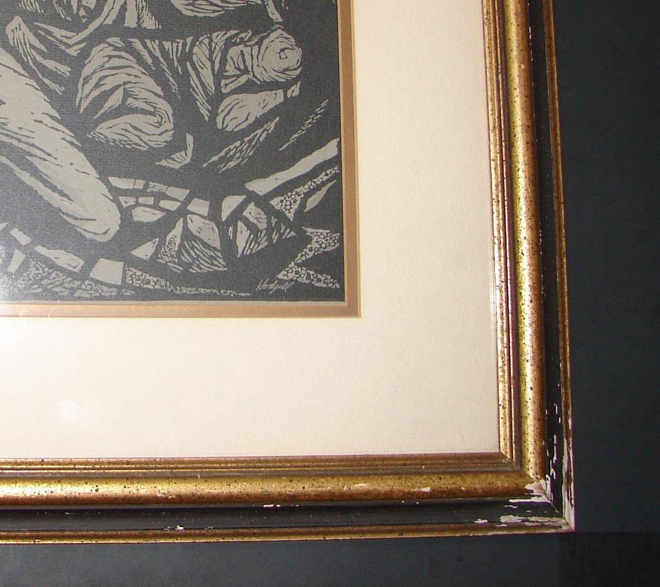 Robert Overman Hodgell (1922 - 2000) Linocut Print Garden of Gethsemane ...