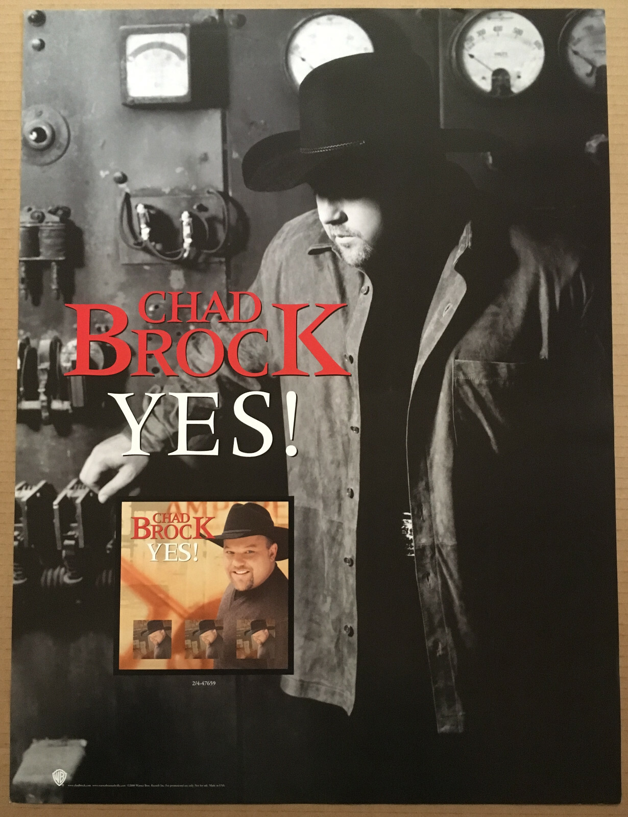 CHAD BROCK Rare 2000 PROMO POSTER for Yes CD 18x24 NEVER DISPLAYED USA ...