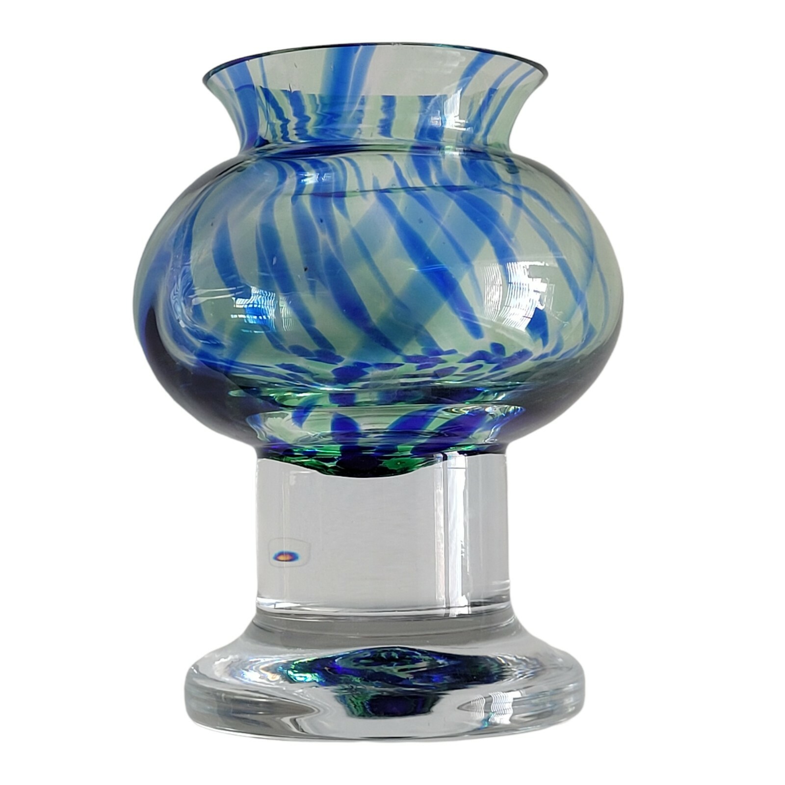 Art Glass Sea Of Sweden Bjorn Ramel Blue Green Swirl Heavy Footed ...