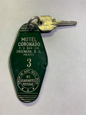 Motel Coronado Hotel Room Key Fob & Key Ensenada Mexico #3 RARE | eBay
