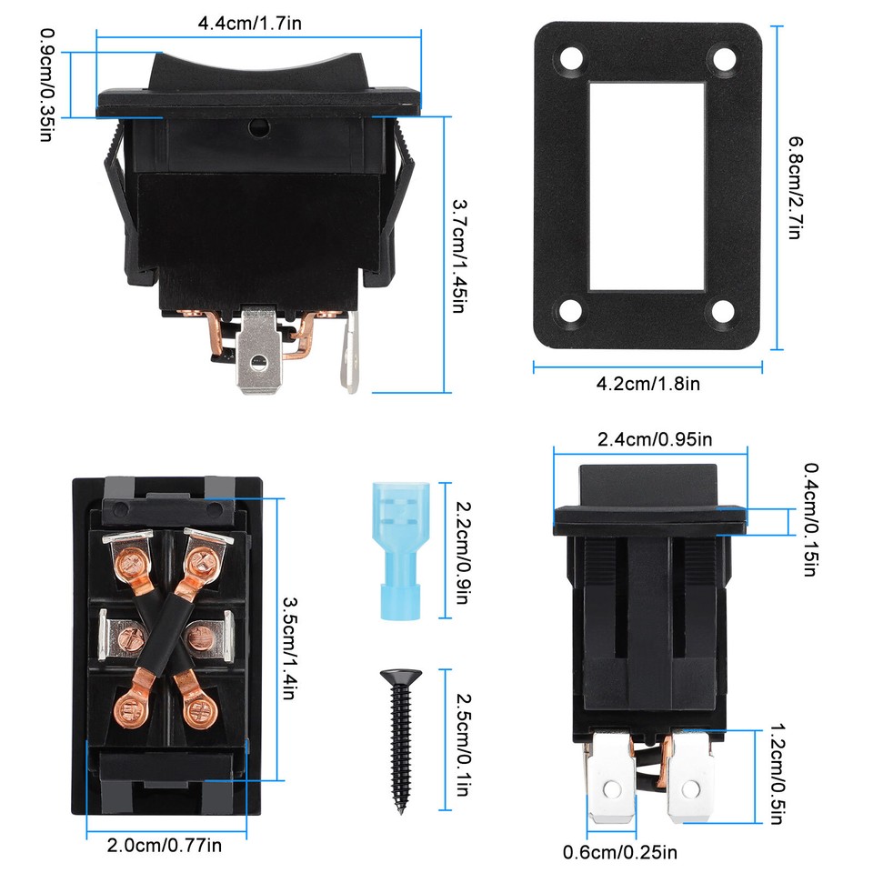 30A DPDT Momentary Reverse Switch, Up Down Polarity Reversing Switch ...
