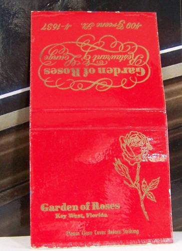 Rare Vintage Matchbook Cover W1 Key West Florida Garden Of Roses ...