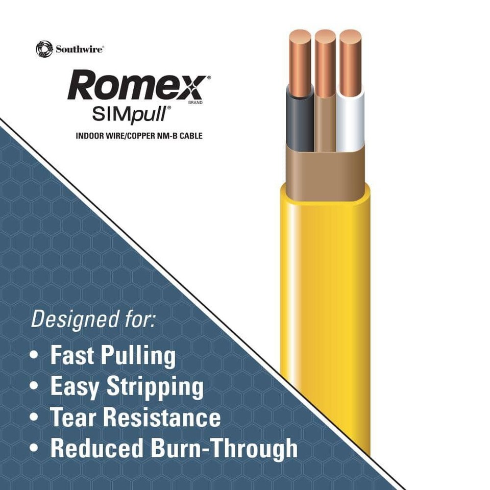 12/2 Romex Wire 12-2 AWG 250ft Non Metallic Copper Cable | eBay