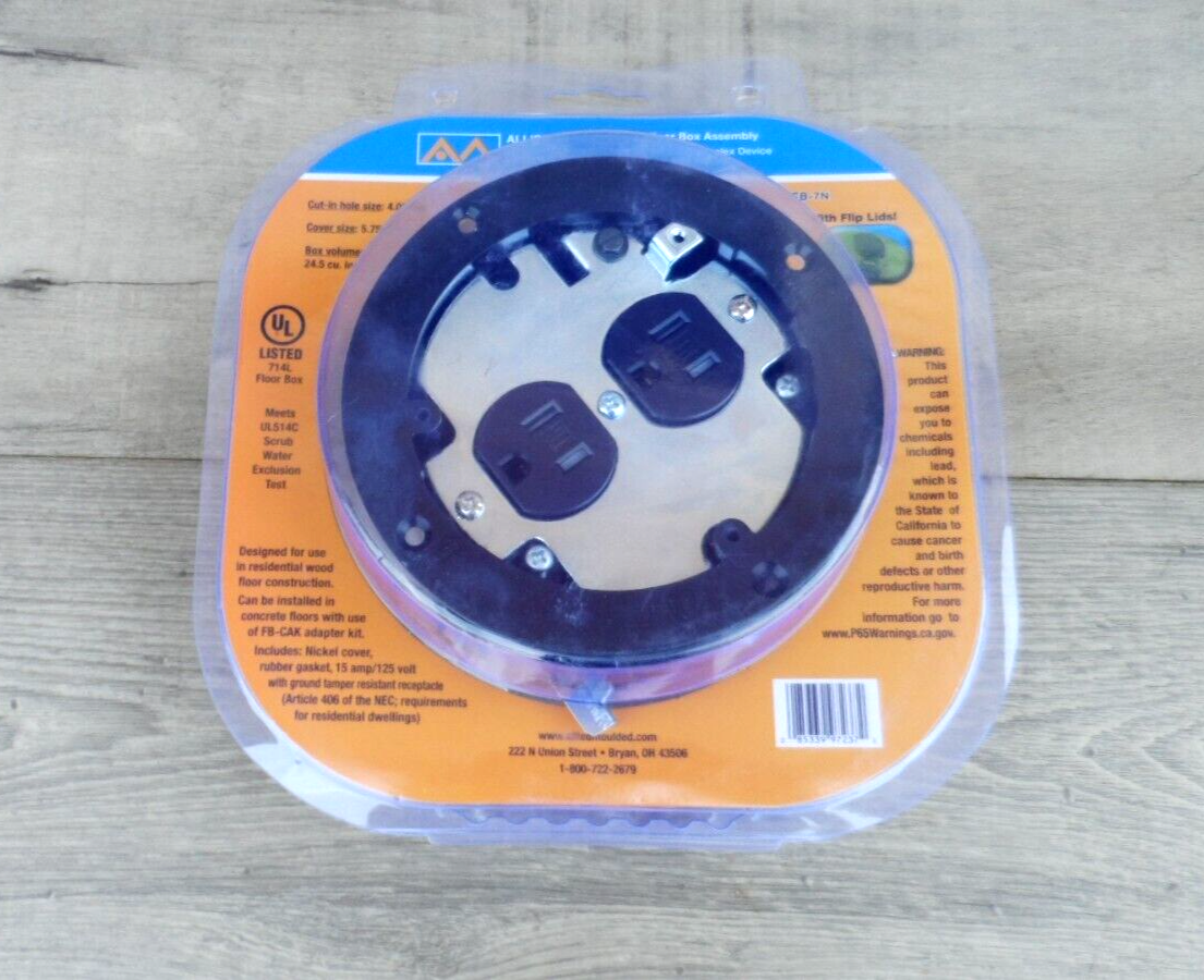 Allied Moulded FB-7N Floor Box Assembly Nickel Cover Duplex Device w ...