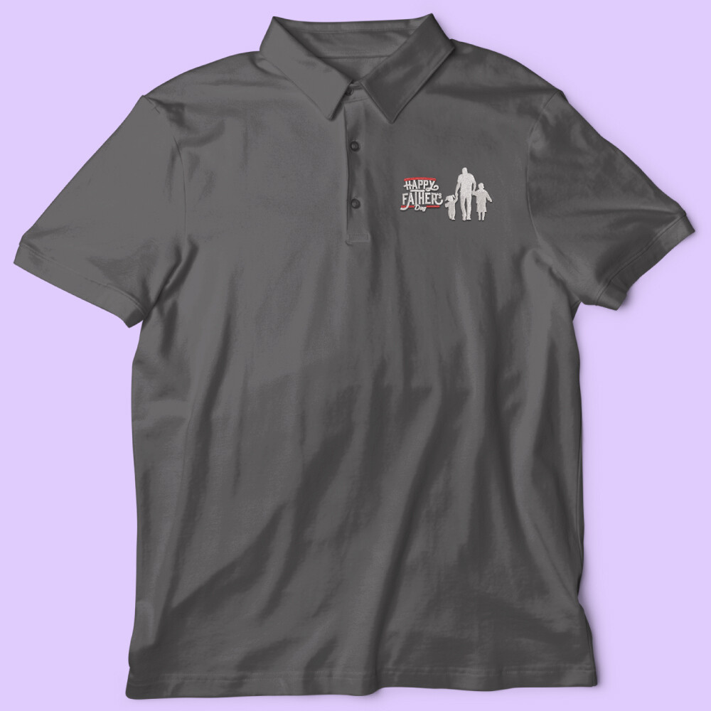 Father's Day Embroidered POLO Happy Dad Papa Family Children Kids Love ...