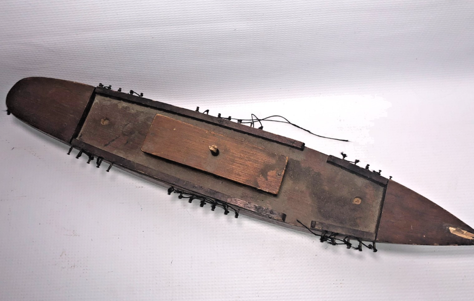 Antique 17" Wooden Boat Schooner Sloop Sailing Ship Hull Primitive | eBay